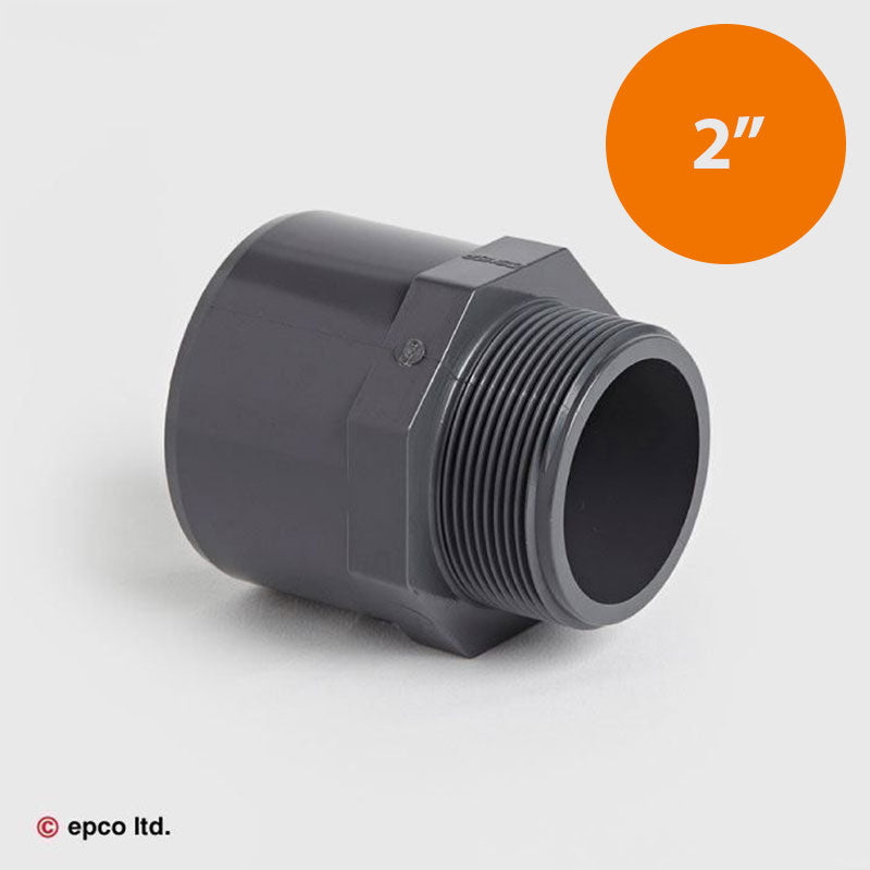 2" x 2 1/2" x 2" U-PVC Female/Male Plain Spigot x Male Threaded Adapto